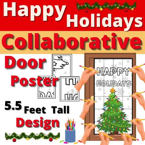 Christmas Collaborative Poster Happy Holidays Door Decor Bulletin Board ...