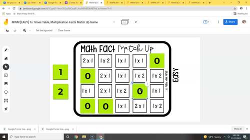 Multiplication Facts Practice for 1 Times Table Jamboard and Printable ...