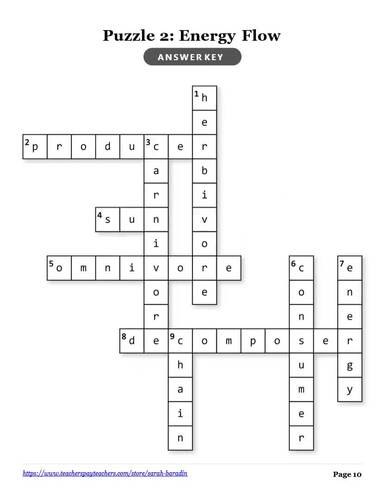 Middle School Science: Ecosystems & Energy Flow Crossword Puzzle With ...