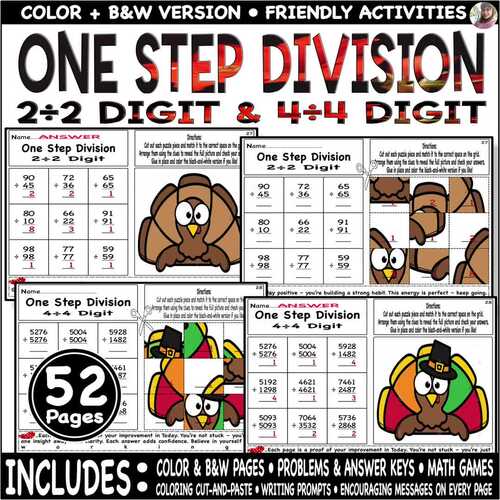 One step Division 2÷2 & 4÷4 Digit | Thanksgiving Picture Activities ...