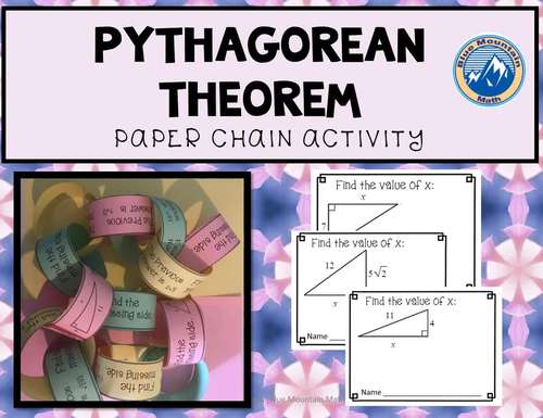 Pythagorean Theorem Paper Chain Activity by Blue Mountain Math | TPT