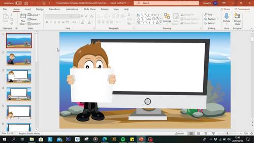 Ocean theme, mathematic PowerPoint template by Surfer Kids Clip Art