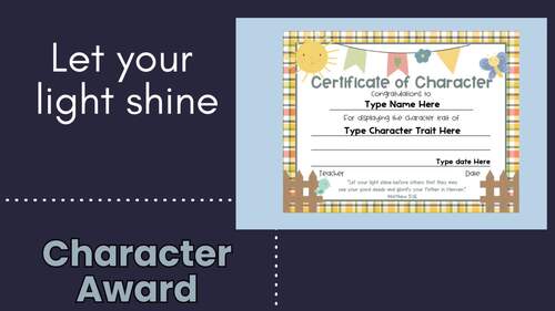 Christian Character Awards-Let your light shine by Joy and Sunshine ...
