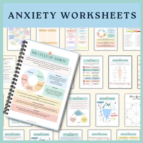CBT worksheet planner, anxiety, worries, anxious, SEL, OCD, BPD, Bipolar