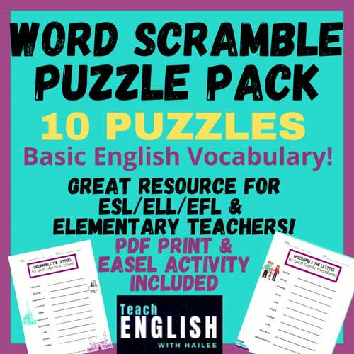 10 Word Scramble Puzzles | Basic Elementary English Spelling Activities ...