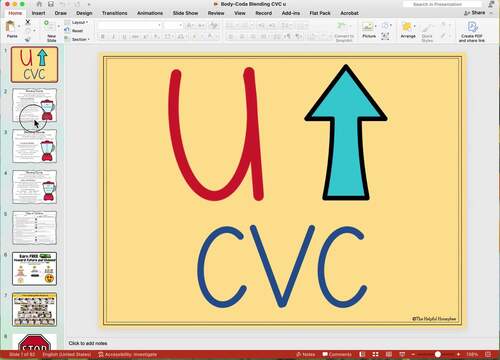 Digital Phonics: Body Coda Blending w/ Continuous Sounds CVC Short u