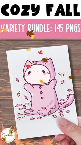 Cozy Autumn Clip Art Bundle Pumpkin Fall Kids Cats Forest Animals ...