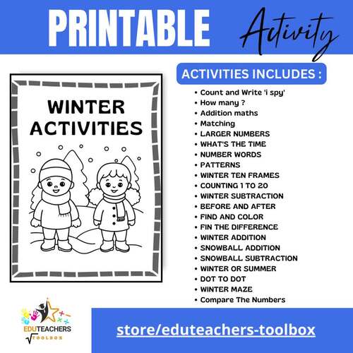 Winter Kindergarten Activities No Prep - Worksheets Math for December ...