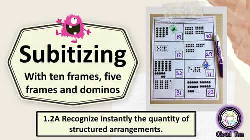 Subitizing with ten frames, five frames and dominos by Cloud Ten