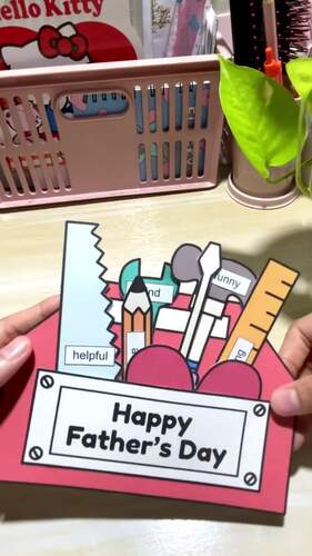 Father’s day Craft. Coloring Craft & Creative Writing Activity. tool box