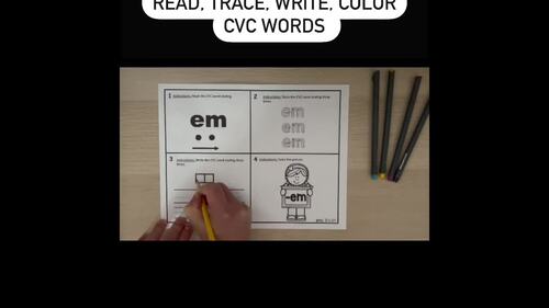 Read, Trace, Write, Color CVC Words by Ms Ds OT | TPT