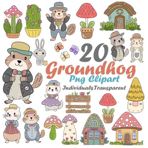 Groundhog Day Clipart, Cute Animal png by Gii3on | TPT