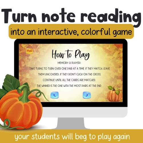 Pumpkin Memory – Treble & Bass Clef Note Naming Game | Fall Music Activity