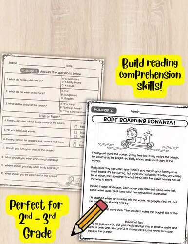 Summer Water Sports Reading Passages with Questions Nonfiction ...