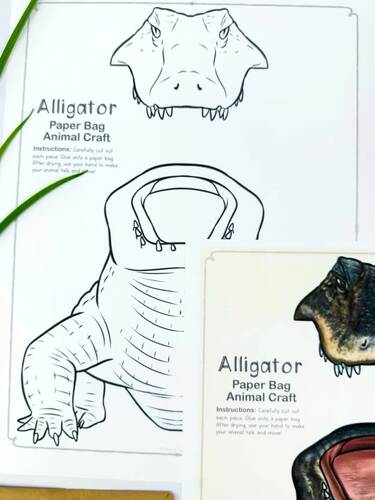 Alligator | Paper Bag Puppet | Printable Craft | Alligators | TPT