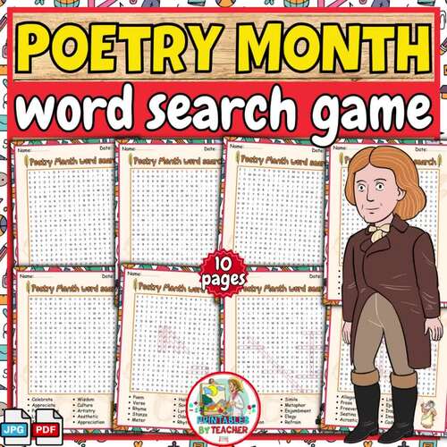 National Poetry Month activities | National Poetry Month word search ...