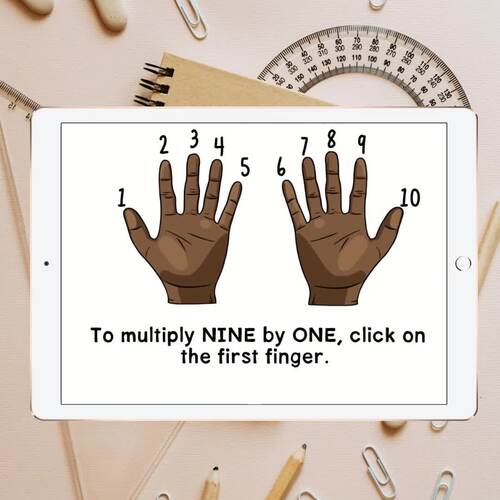 9s multiplication trick with fingers | Boom cards for Math | TPT
