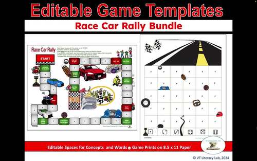 Editable Phonics Game and Roll & Read Bundle | Race Car Theme | TPT