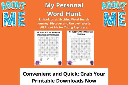 All About Me Word Search- (Available English & Spanish) K-2nd grade.