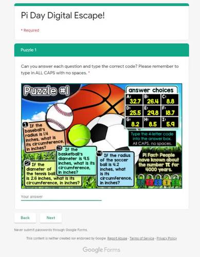 Pi Day Digital Math Escape Room Activity for Middle School | TPT