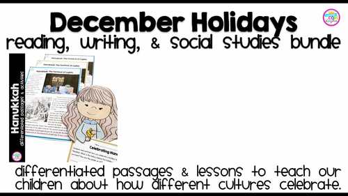 December Holidays Differentiated Reading and Writing Activities | TpT