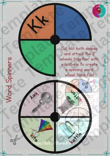 Vocab Word Spinners for Kindergarten. Letter K by Bored Parrot | TPT