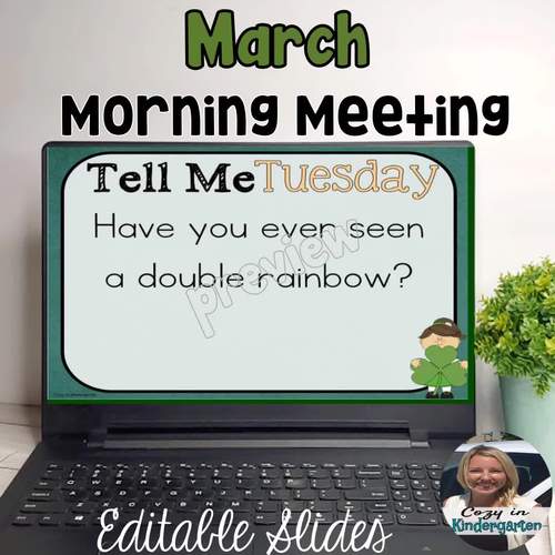 March Morning Message Slides | Kindergarten Meeting Prompts | TPT