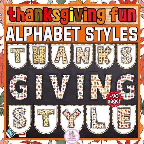 Thanksgiving Bulletin Board set | banners Alphabet Styles & Classroom ...