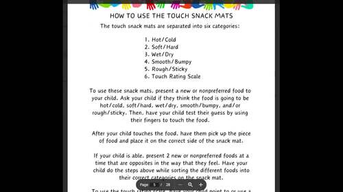 Five Senses Snack Mats, Printable Placemats for Picky Eaters | TPT