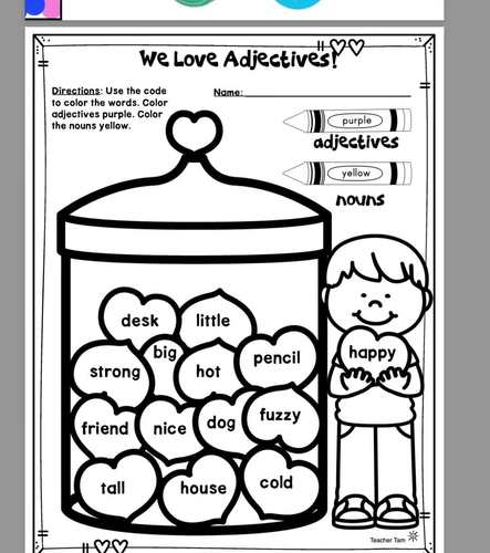 Adjectives Worksheets First Second Grade by Teacher Tam | TPT