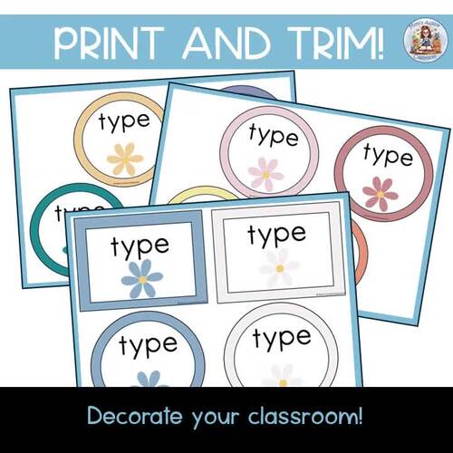 Classroom Décor- Editable Classroom Supply Labels, Pastel Daisy Theme