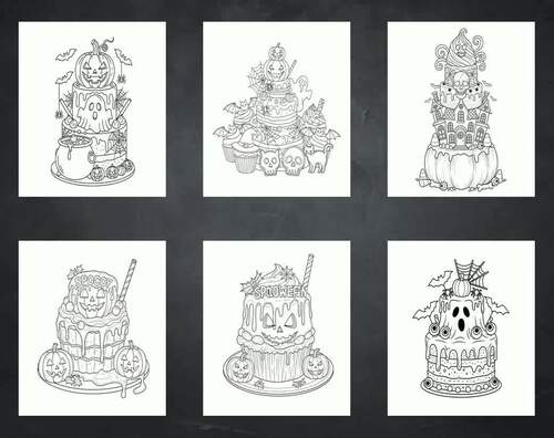 Spooky Halloween Dessert Coloring Pages | Cute & Creepy Sweet Treats