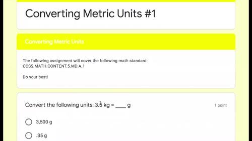Converting Metric Units Google Classroom™ Digital Quiz Set | TPT