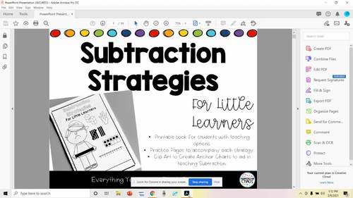 Subtraction Strategies Book Practice Pages Anchor Charts Worksheets