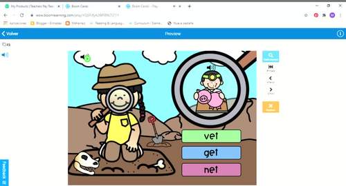 BOOM CARDS: Reading CVC WORDS (read short vowel e)-Distance Learning