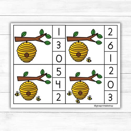 Bee Themed Counting Clip Card Activity by GinasPrintableShop | TPT