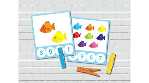 Fish Clip and Count Cards 1-20, Toddler Counting Activity by Clever ...