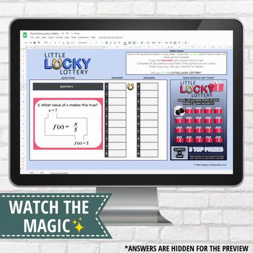 Self-Checking Evaluating Functions Activity for Algebra 1 Winter Activity