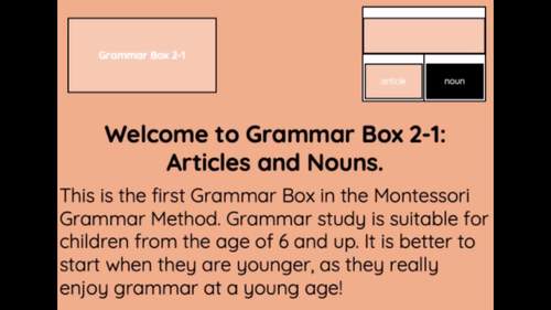 Montessori Grammar Box 2-1 BOOM Articles & Nouns Parts Speech Virtual ...