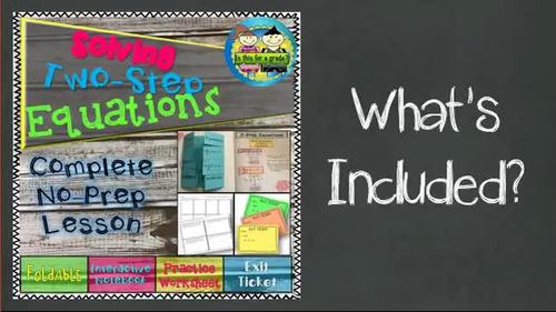 Solving Two Step Equations - Foldable, INB, Practice, and Exit Ticket