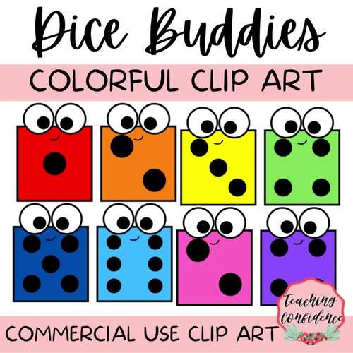 Dice Buddies Colorful Clip Art (Commercial Use Clipart) by Teaching ...