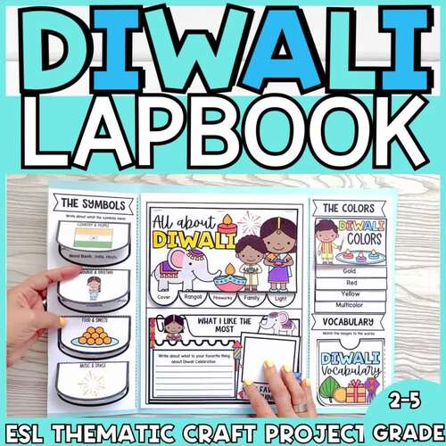 Diwali Lapbook-ESL Social Studies Scaffolded Writing Craft Unit-Grades 2-5