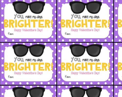 Sunglasses (Shades) Valentine's Day Gift Tag- You make my (our) days ...