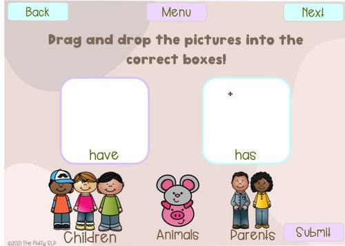 Subject Verb Agreement Boom Cards | Have vs Has by The Fluffy SLP