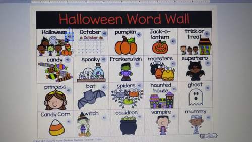 Halloween Themed Personal & Virtual Word Wall, Write the Room Cards ...