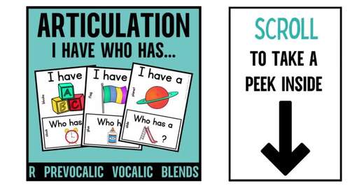 I Have Who Has: R All Positions Articulation Card Game by Jennie's ...