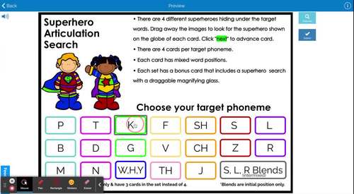 Boom™ Cards: Superhero Articulation Search: All Phonemes by Speech Hamster