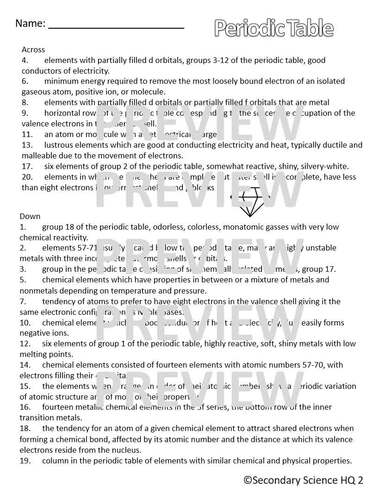 The Periodic Table Vocabulary Puzzle | Chemistry | by Secondary Science ...