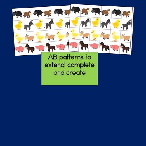 Farm Patterns Math Center with AB, ABC, AAB & ABB Patterns | TPT