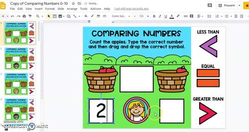 Comparing Numbers for Google Classroom Distance Learning by Gneiss Corner